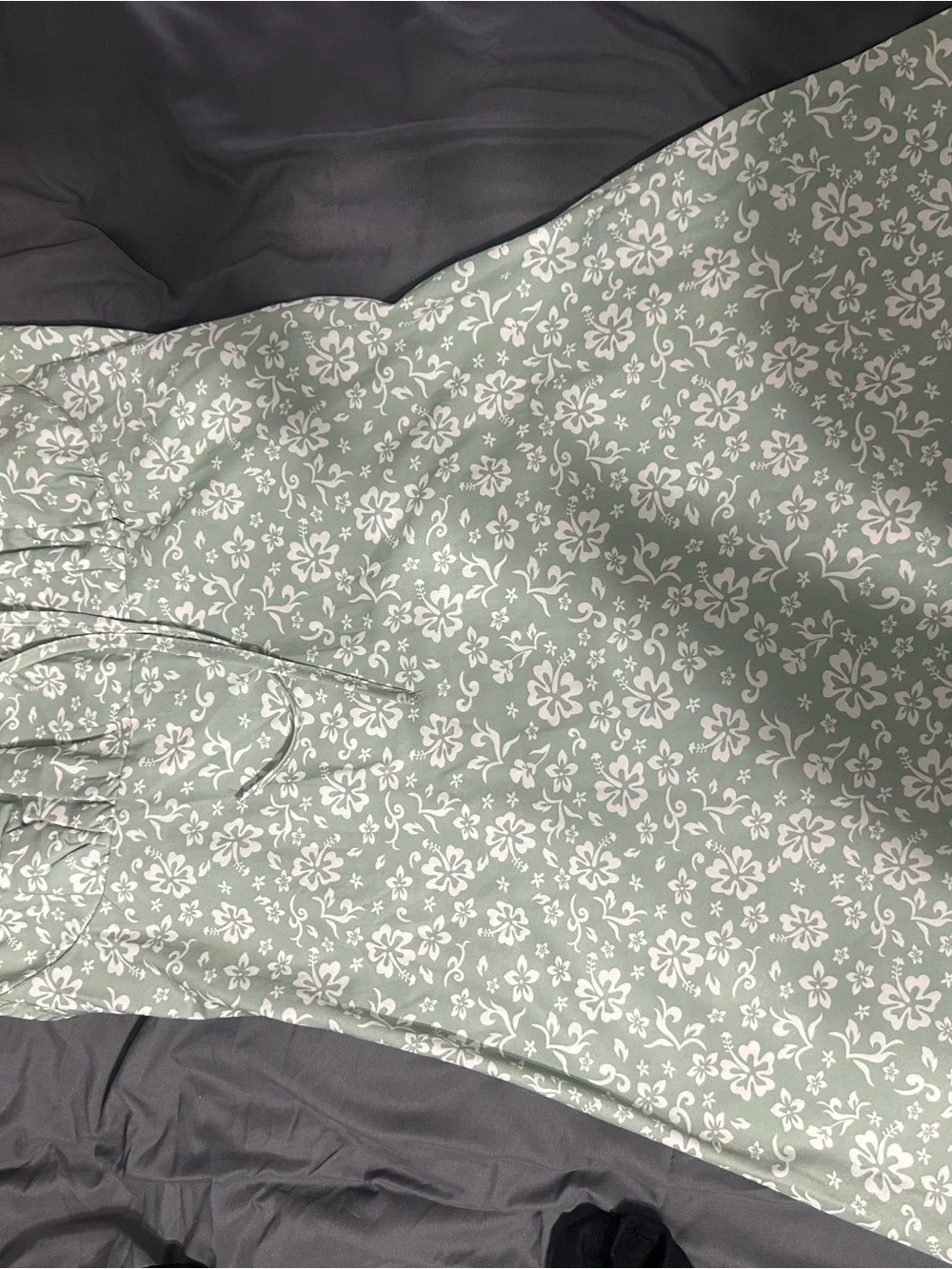 SHEIN | Dresses | Shein Sage Green And White Floral Midi Dress | Poshmark